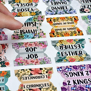 Bible Index Tabs New & Old Testament Tabs Matte Laminated Floral Design - 121 Pcs (Floral)