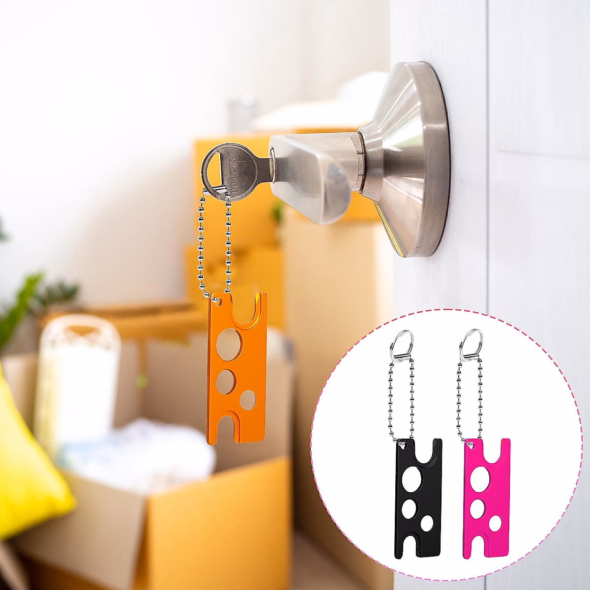 RONRONS 5 Pack Essential Oil Bottle Opener with Keychain, Stainless Steel Roll-On Cap Openers for Eyelash Glue, Replacement Bottle Mouth Heads – Universal Fit, Durable & Portable