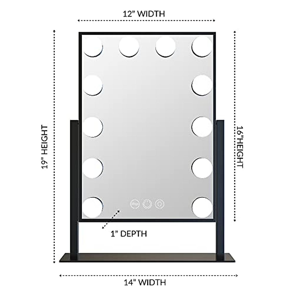 Impressions Vanity Hollywood Tri-Tone XL Makeup Mirror with 12 LED Bulbs, Dressing Mirror with 360 Degree Swivel (White)