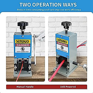 SENDUO Manual Wire Stripping Machine Speed 50FT/MIN Wire Stripper Machine Wire Gauge Range 0.06-1inch Portable Copper Wire Peeler Machine for Scrap Copper Wire Cable Stripping