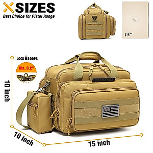 DBTAC Range Bag 2~4 Pistol Medium Size (Tan) + Tactical Lunch Bag (Tan), Durable Material with adjustable shoulder strap, Multi-functional Design