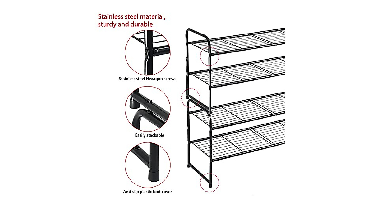 GEORIS 2-Tier Shoe Rack - Space-Saving Organizer for 15 Pairs