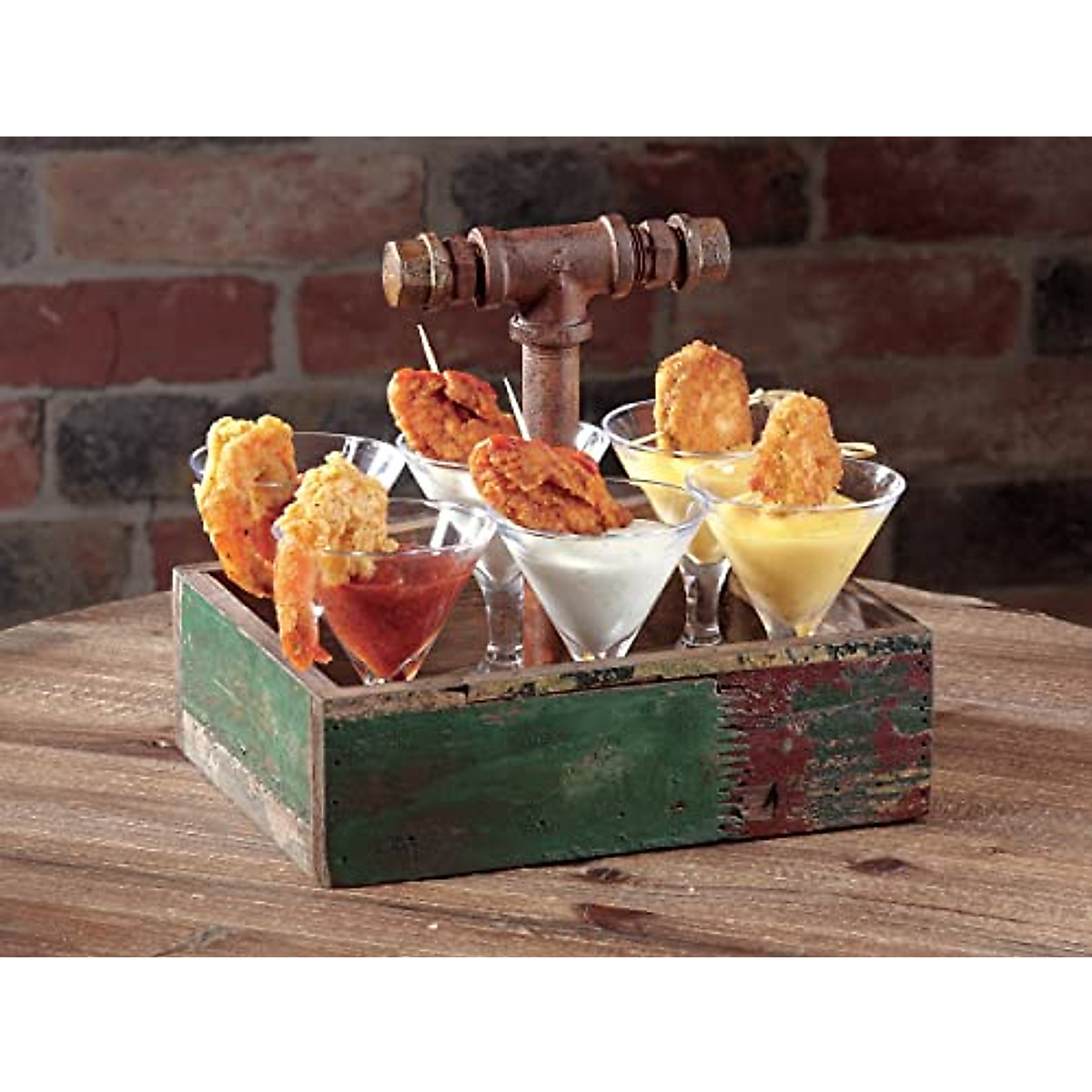 G.E.T. CAD1-RWD Reclaimed Wood Table Top Condiment / Drink Caddy, 9" x 7"