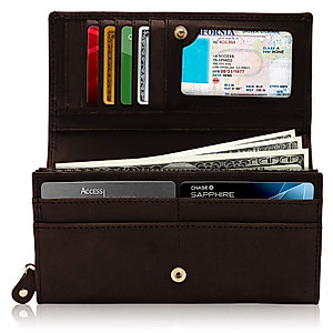 Leather Clutch Organizer Wallets For Women - Suede Womens Wallet Floral Print Organizer With Gifts Box For Her RFID Blocking