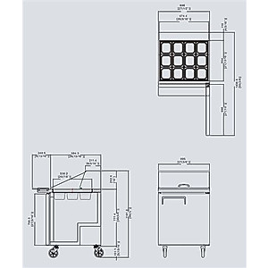 27.5" Commercial Stainless Steel Refrigerated Sandwich Salad Prep Table - All Pans and Cutting Board Included!