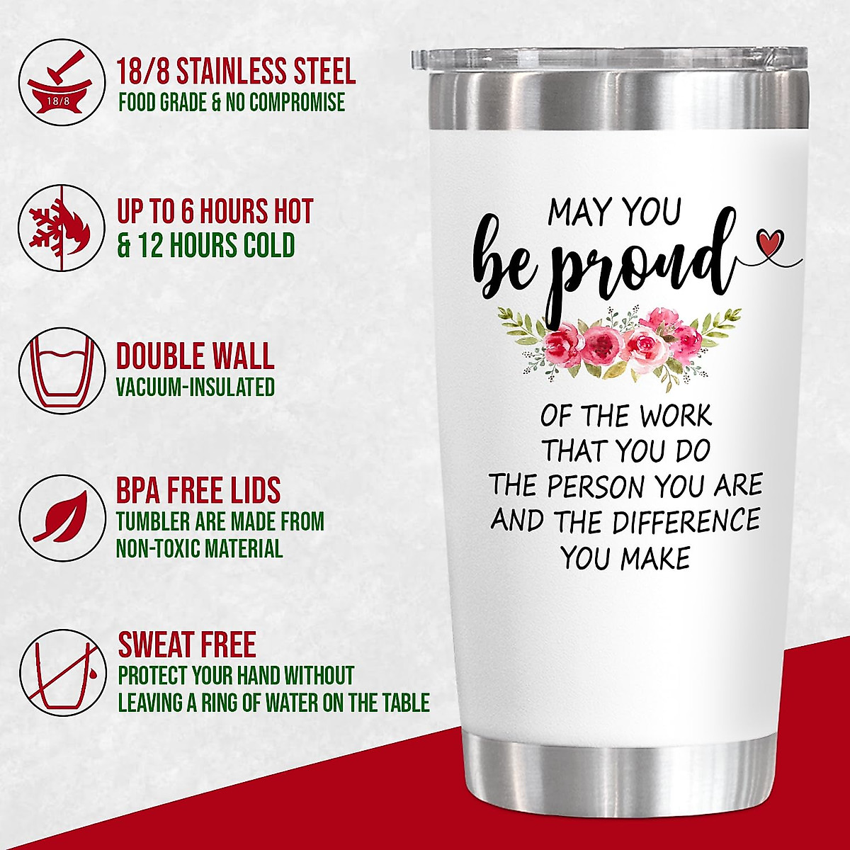 OASSIE Inspirational Gifts for Women - 20 oz Stainless Steel Insulated Coffee Tumbler With Lid - Mothers Day Teachers Day Birthday Appreciation Thank You Gifts for Coworkers Teachers Friends