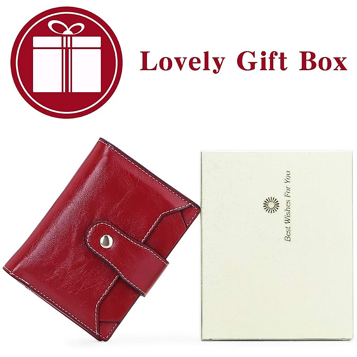 GOIACII Women Wallet RFID Blocking Leather Small Bifold Zipper Pocket Wallet Compact Card Case Purse with ID Window