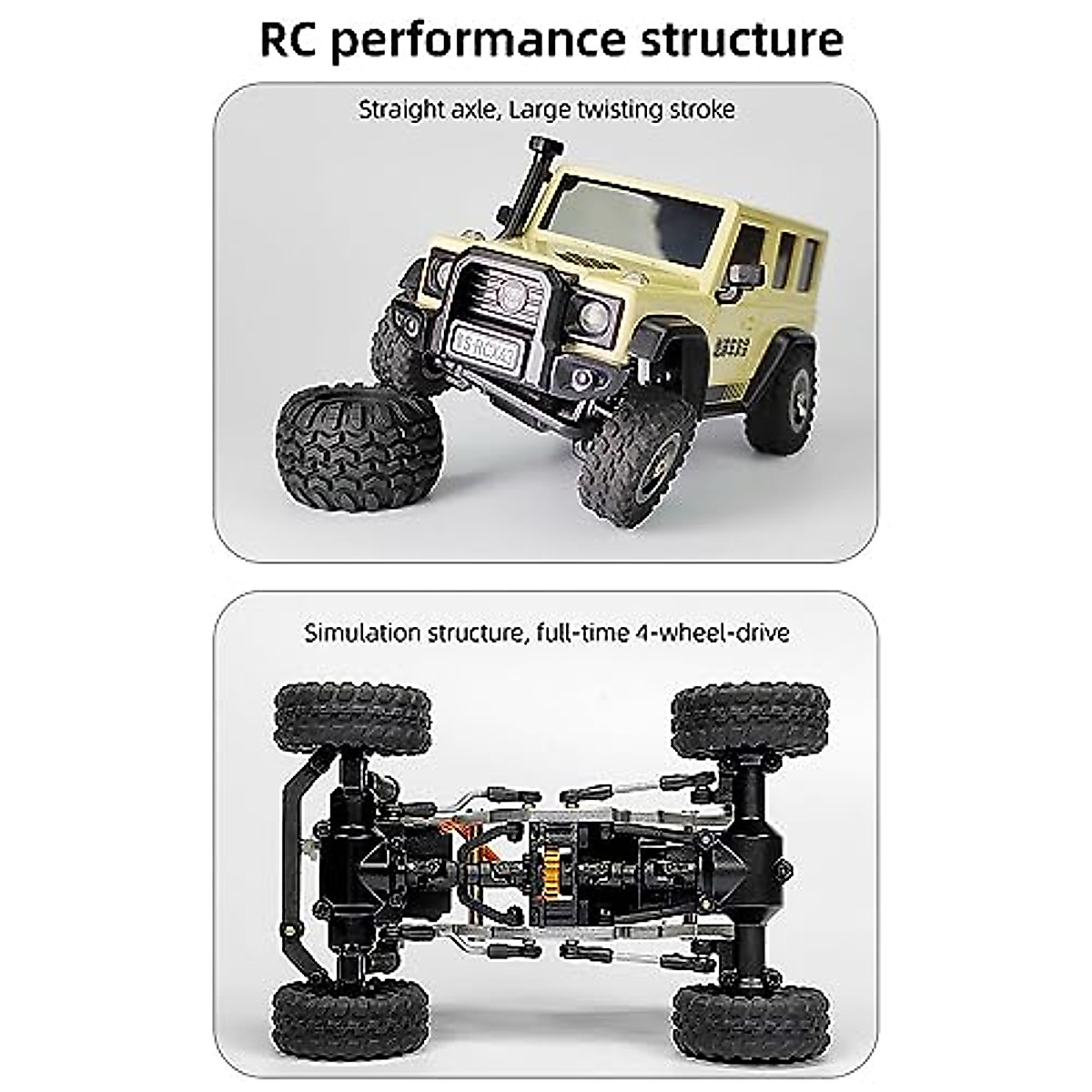 LDARC X43 Crawler RC Car 1:43 Full Scale Simulation RC Off-Road Vehicle 4WD Mini Climbing Toy with Remote Control (RTR Desert Yellow)