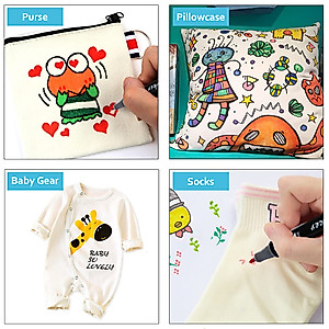 Fabric Markers, Lelix 30 Permanent Colors Dual Tip Fabric Pens for Writing Painting on T-Shirts Clothes Sneakers Canvas Pillowcases, Child Safe & Non-Toxic for Kids Adults
