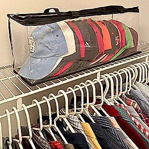 Evelots Baseball Sports Cap Storage/Travel Bag, Clear PVC Plastic-Holds Up to 15 Hats, With Zipper and Strong Straps-Protects from Dirt/Dust/Moisture