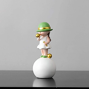 Desktop Figurine Resin Statue Cartoon Sculpture Abstract Crafts Art Ornament Desk Table Statue for Home Bedroom Living Room Garden Office - Girl, Green