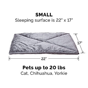 Furhaven ThermaNAP Self-Warming Cat Bed for Indoor Cats & Small Dogs, Washable & Reflects Body Heat - Quilted Faux Fur Reflective Bed Mat - Gray, Small