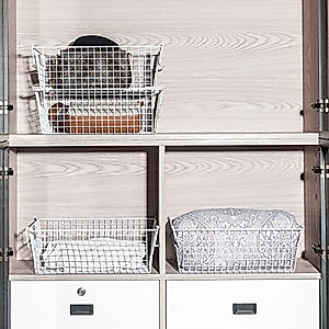 2 Pack Stackable Wire Storage Baskets With Handles,for Kitchen, Bathroom, Cabinets, Cupboards, Countertop - Freezer & Pantry Organizer Bins, for Snacks, Drinks, Potatoes, Onions, Meat XXL