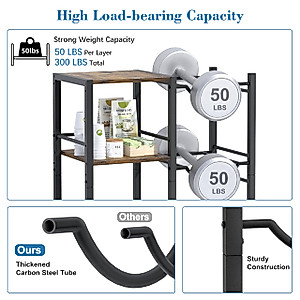 VINAEMO 5 Gallon Water Jug Holder, Water Jug Stand with Wood Storage Shelves, 5 Gal Water Bottle Holder Storage Rack with Water Dispenser Stand for Home/Office/Garage Organizer (Rustic Brown Wood)