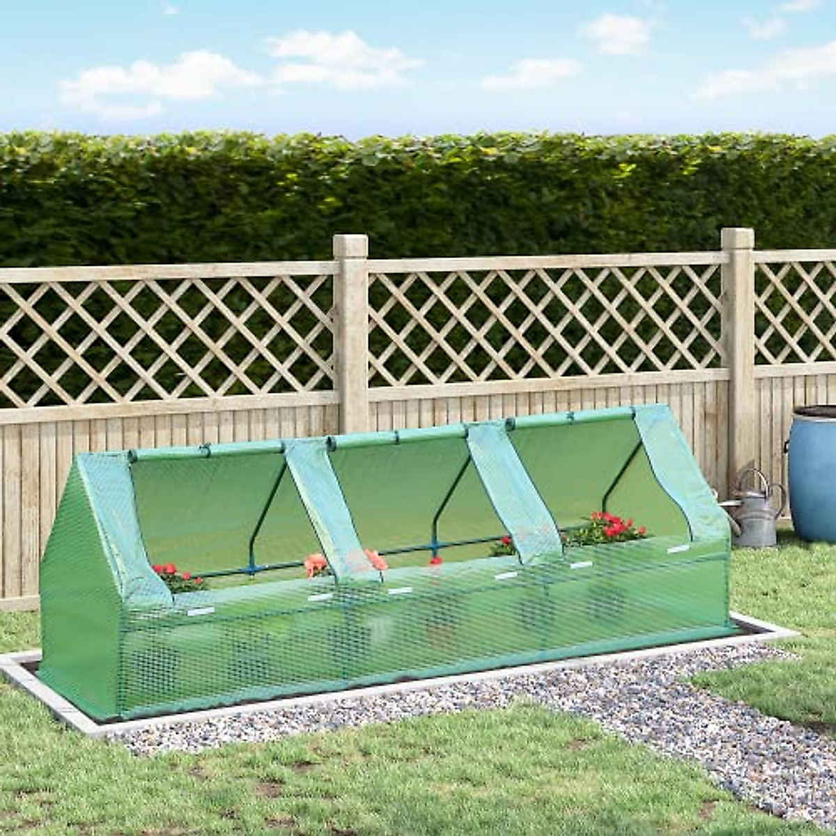 EROMMY 95" W × 32" D × 32" H Portable Mini Greenhouse Outdoor Green Plant Hot House with Zipper Doors, Green House for Outsides, Garden, Patio, Home, Backyard, Green