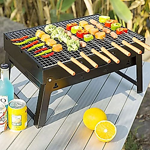 HAKSEN 12 PCS Barbecue Skewers with Wood Handle Marshmallow Roasting Sticks Meat Hot Dog Fork Best for BBQ Camping Cookware Campfire Grill Cooking, Stainless Steel,12 Inches(Including Handle)