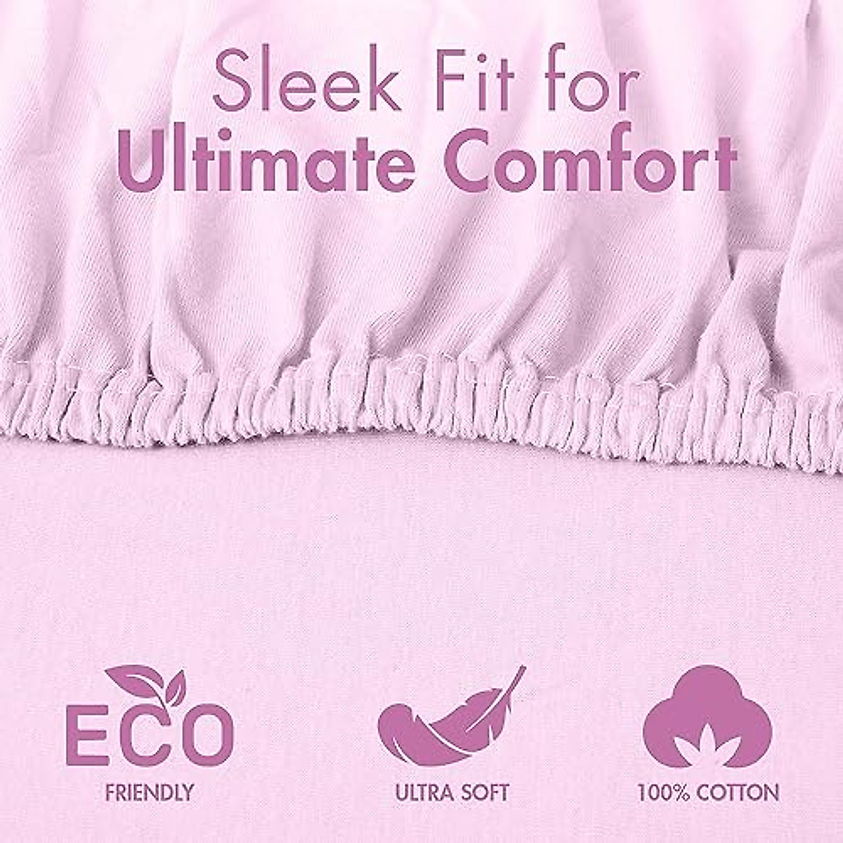 Homes Perception - 3-Piece Jersey Bed Sheets - Twin Size - Jersey Knit Sheet Set – Breathable & Soft Cotton Jersey Sheets - Includes Flat Sheet, Jersey Fitted Bed Sheet, & 1 Pillowcase, Pink