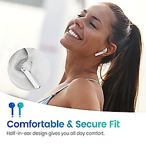 True Wireless Earbuds Bluetooth Headphones 35H Playtime Stereo Sound Earphones Wireless Charging Case & Power Display Sweat-Proof Bluetooth 5.0 Button Headset with Built-in Mic for Sports CAPOXO-M1FA