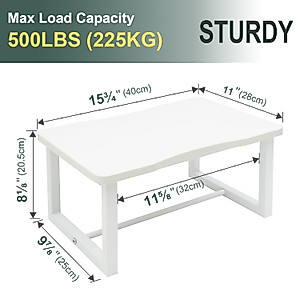 Itsst Wooden Step Stool with 500 Pounds, Wide Bed Step Stool for Adults，Wood White Step Stool&Stable Solid Metal Frame for Kitchen, Bedroom, Living Room, Bathroom