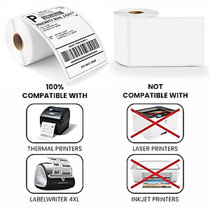 CEPRICO - 4”x 6” Direct Thermal Shipping Labels - 4 Rolls (Per Roll 220 Labels) - Waterproof Perforated Self Adhesive Printable Stickers for UPS DHL FedEx USPS - Compatible w/Zebra & Thermal Printers