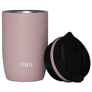 MIRA Coffee Travel Mug Insulated Stainless Steel Thermos Cup, Explorer, Screw Lid, 12oz (350 ml) Tumbler, Taffy Pink