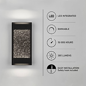 Artika GB390L HDBL Essence Bubble Glow Box LED Porch Sconce Cylinder, 6" Modern Wall Mount Weather Resistant Outdoor Light, Black