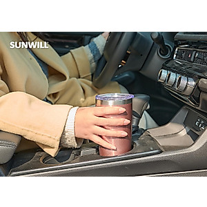 SUNWILL 20oz Tumbler with Lid, Stainless Steel Vacuum Insulated Double Wall Travel Tumbler, Durable Insulated Coffee Mug, Rose Gold, Thermal Cup with Splash Proof Sliding Lid
