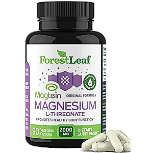 Magnesium L-Threonate Capsules - 2000mg Original Magtein Formula - Patented & Clinically Studied Magnesium Supplement for Focus, Memory, Brain & Sleep Support, Mag Threonate for Women & Men (90 Count)