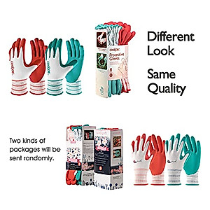 COOLJOB Gardening Gloves for Women and Ladies, 6 Pairs Breathable Rubber Coated Yard Garden Gloves, Outdoor Protective Work Gloves with Grip, Medium Size Fits Most, Red & Green