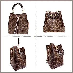 MA SRTAP Genuine Leather Braided Handle Pink Short Replacement Leather Braided Strap Compatible with LV Neonoe, LV Pochete Pouch Bag Purse for Metis Noe BB NM Beaubourg Hobo