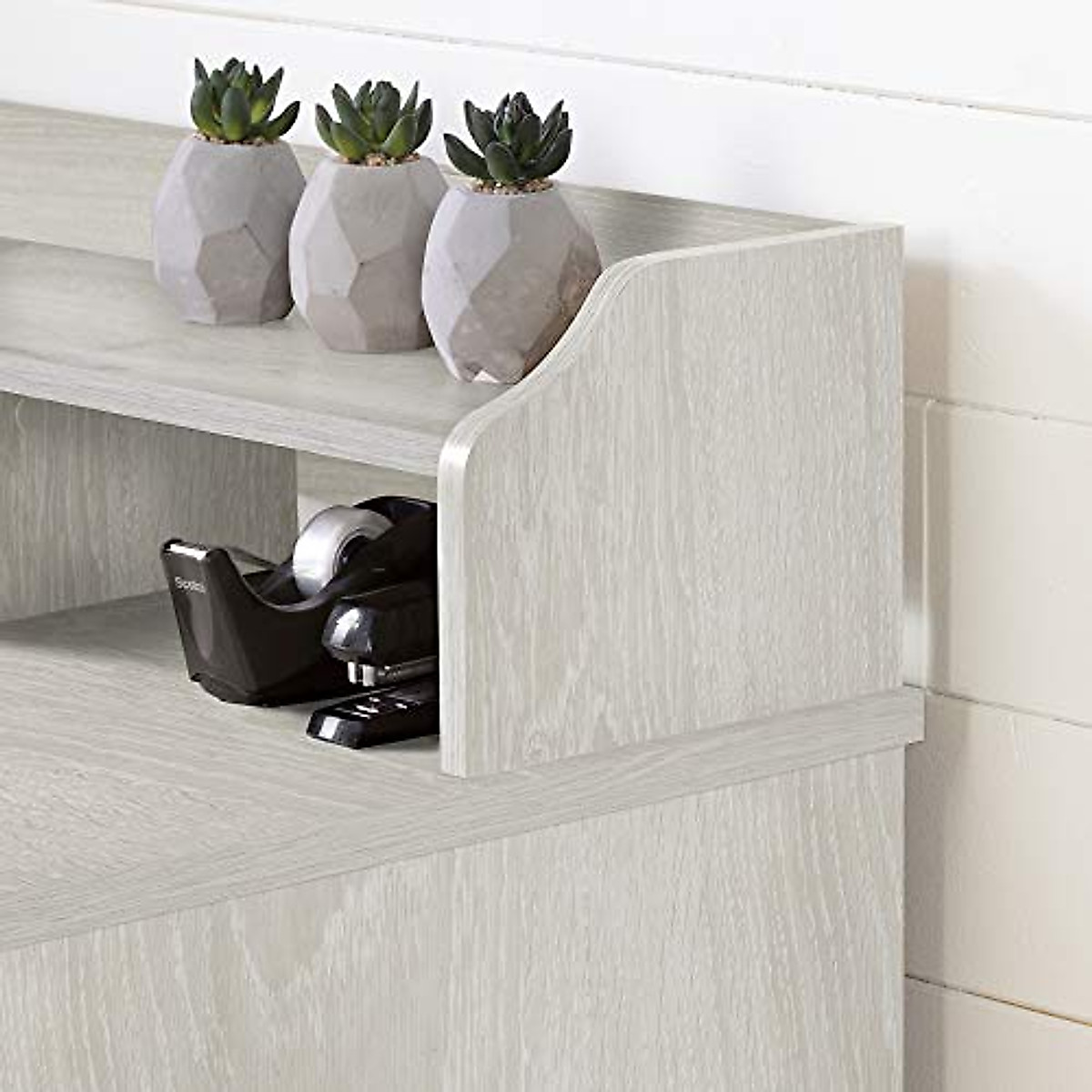 South Shore Versa Computer Desk with Hutch Winter Oak, Traditional