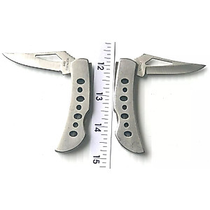 3 PC 440 STAINLESS STEEL Pocketknife Steel Handle & Blade, Lockback, New