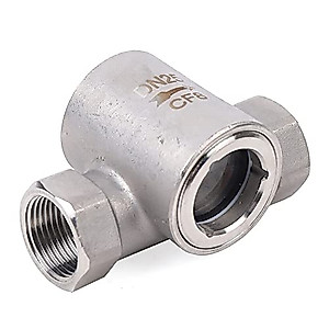 Water Flow Indicator, Stainless Steel 1" NPT Female Thread Sight Flow Indicator with Plastic Impeller