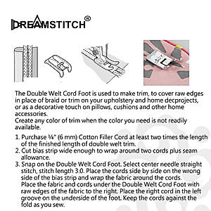 DREAMSTITCH SA192 F067 7mm Double Piping Presser Foot for All Low Shank and High Shank (Use Master Shank) Singer,Brother,Babylock,Janome,White,Juki,Janome,New Home,Simplicity,Elna Sewing Machine