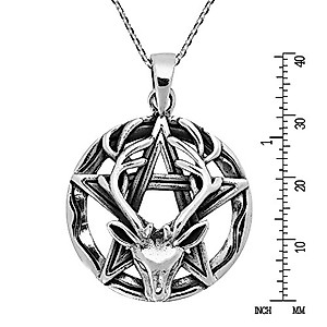 AeraVida Wiccan Stag Star Celtic .925 Sterling Silver Pendant Necklace