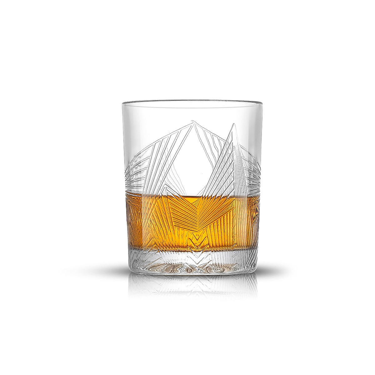 JoyJolt Gatsby Whiskey Decanter and 6PC Glasses Set. 27 oz Airtight Glass Decanter and Set of 6 Old Fashioned Rocks Glasses for Scotch, Bourbon Whisky, Brandy, Cognac Rum or Whiskey Cocktails