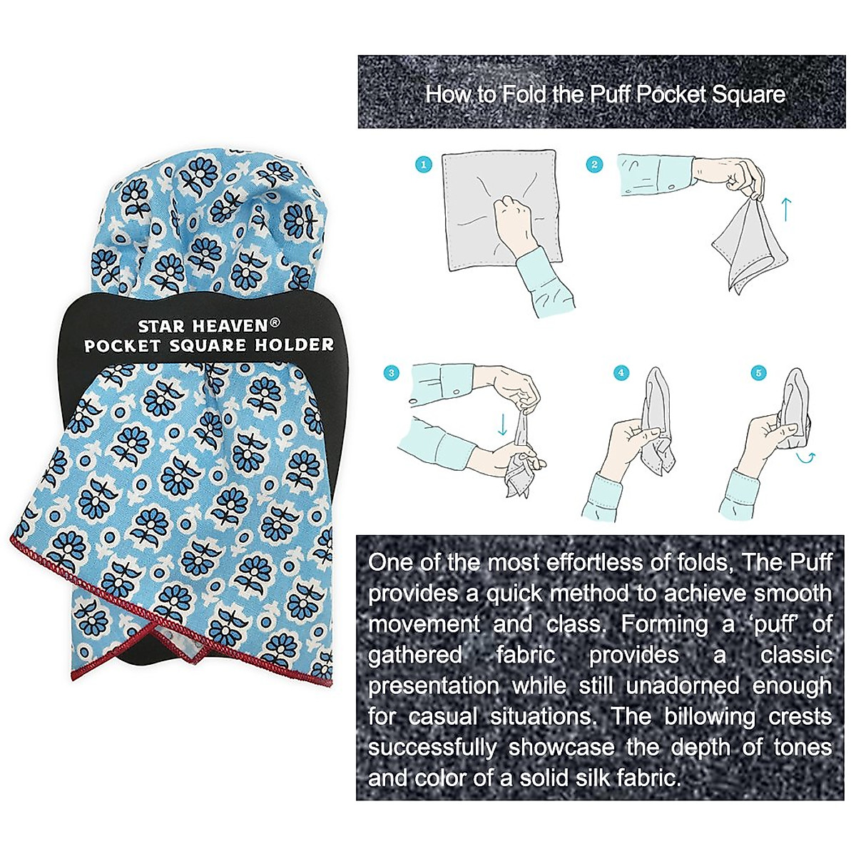 Pocket Squares Holder For Men, Best Accessories for Suits, Tuxedos,Vests and Dinner Jackets, 1/3/5/8Pack Assorted. (3-Pack)