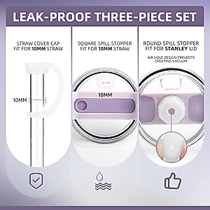 6 Pack 12inch Reusable Replacement Straws for Stanley 30 oz 40 oz Quencher H2.0 Tumbler with Handle, with Spill Stopper Set, Cleaning Brush and Straw Cover Cap for Stanley Cup Accessories