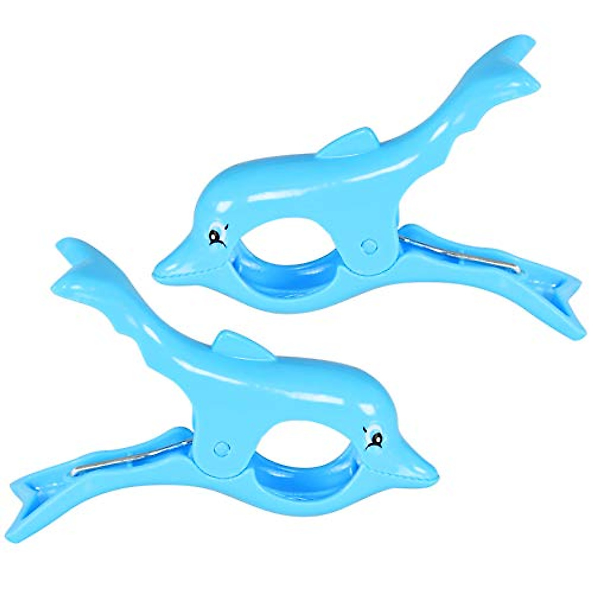 Home-X Dolphin Beach Towel Clips, Pool Accessories, Towel Holder Chair Clips - Set of Two - 5" L x 3" W