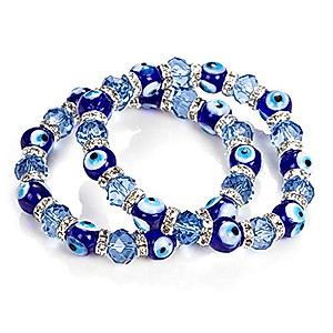 RagBear Beaded Bracelet With Evil Eye Charm Cheap 14K Rose Gold White Yellow Light Blue