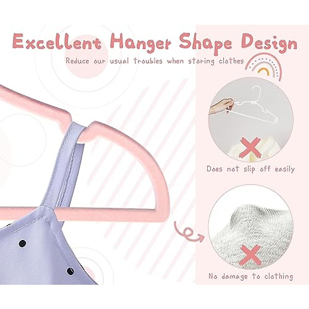 GOSCHE Kids Velvet Hangers (12.8 Inch - 50 Pack), Non-Slip Baby Clothes Hangers for Closet, Ultra Slim Space Saving Childrens Hangers, 360Degree Swivel-Hook, Infant/Toddler Hangers