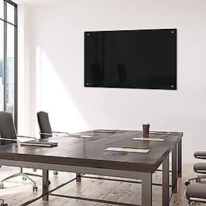 R&G Black Magnetic Dry Erase Board 4x3 Black Glass Dry Erase Board for Wall Black Glass Whiteboard with Eraser Marker (48” x 36”)