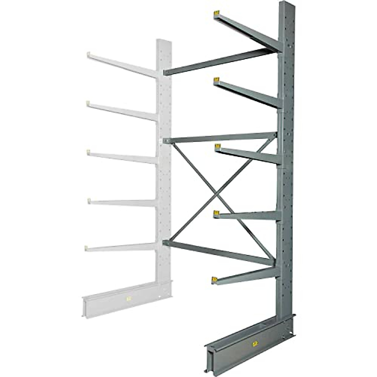 Global Industrial Single Sided Heavy Duty Cantilever Add-On Rack, 2" Lip, 72"Wx46"Dx120"H