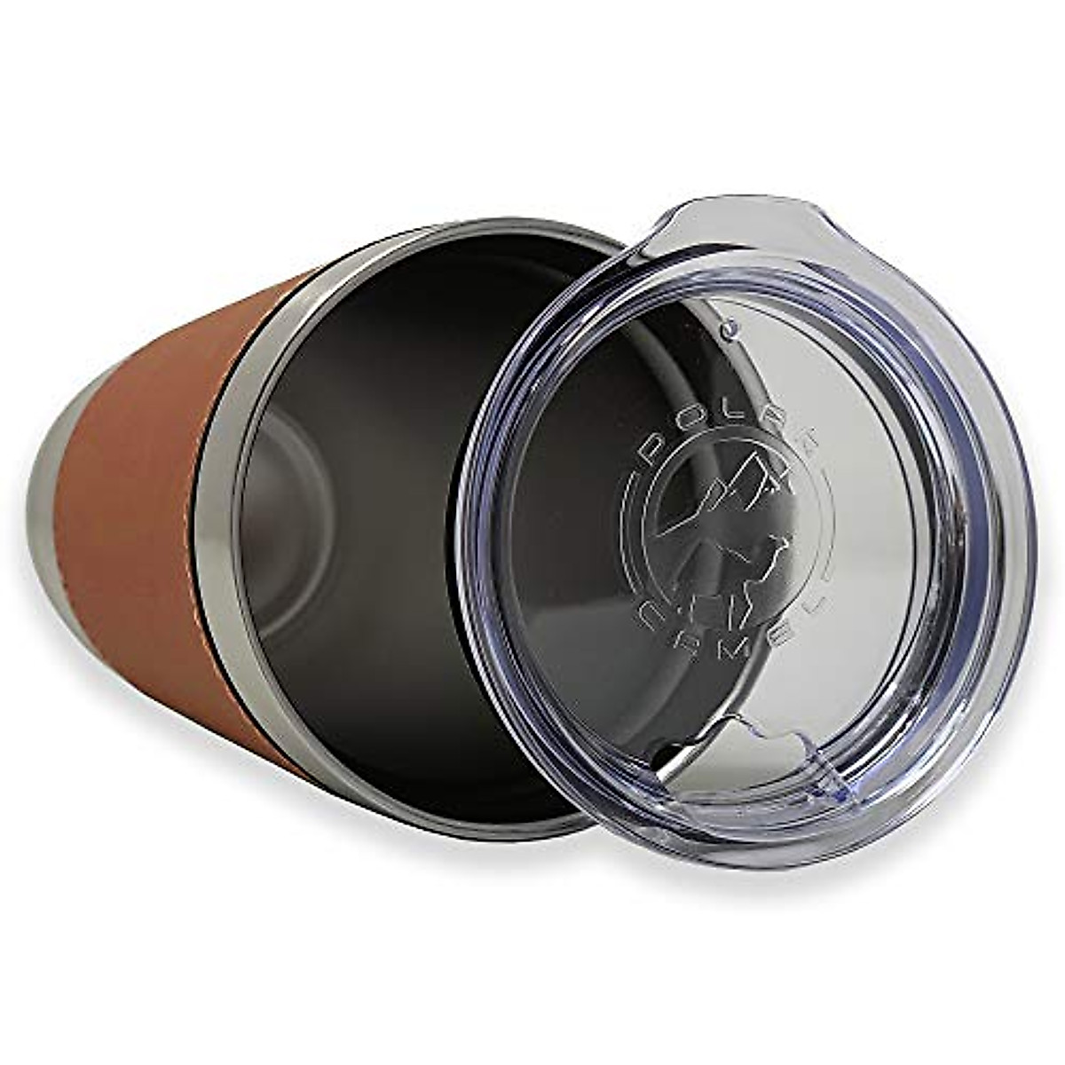 LaserGram 20oz Vacuum Insulated Tumbler Mug, Horse Racing, Personalized Engraving Included (Faux Leather, Dark Brown)