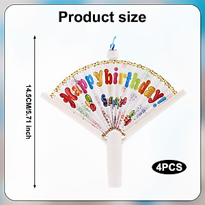 4pcs Novelty Fan Birthday Candles, Happy Birthday Candle Pop-up Surprise Birthday Candles Funny Cake Topper Candle Trick Candles for Party Supplies
