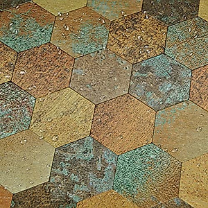 Kasaro 10-Sheet Peel and Stick Backsplash Tile, Retro Rust Stone Classic Stick on Wall Tiles, Self-Adhesive Aluminum Backsplash for Kitchen, Bathroom, Fireplace, Bedroom, Hexagon