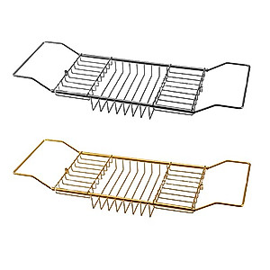 ZHYIYI Stainless Steel Bathtub Caddy Tray,Over Bath Tub Racks Organizer with Removable Wine Rack Book Candle Holder,Expandable Bath Tub Shelf for Reading Black