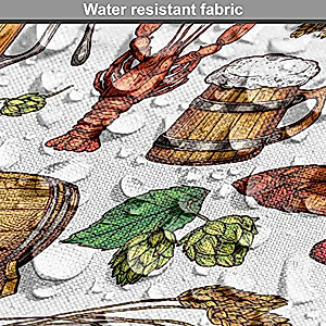 Ambesonne Oktoberfest Fabric by The Yard, Beer Making Elements Hops Wheat Pretzels Lobster Festival Menu Country Theme, Decorative Fabric for Upholstery and Home Accents, 1 Yard, Brown
