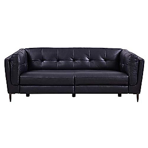 Armen Living Primrose Contemporary Top Grain Leather Power Recliner Living Room Sofa, Navy