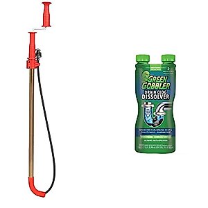 RIDGID 59802 K-6 DH Toilet Auger, 6-Foot & Green Gobbler Drain Clog Dissolver, Drain Opener-Cleaner,Toilet Clog Remover, 31 oz